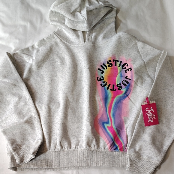 Justice | Shirts & Tops | Justice Light Gray Hoodie With Colorful Logo ...